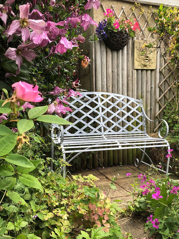 Handmade Metal Garden Lattice-Back Bench – Tom's Yard