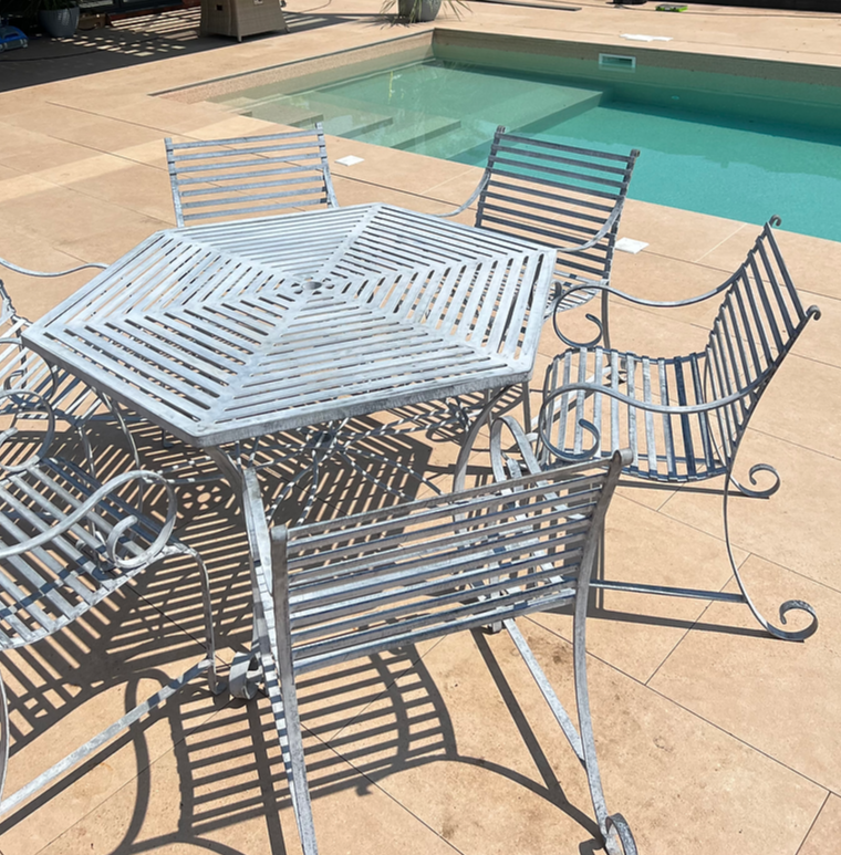 Handmade Metal 6str Hexagonal Garden Dining Set – Tom's Yard